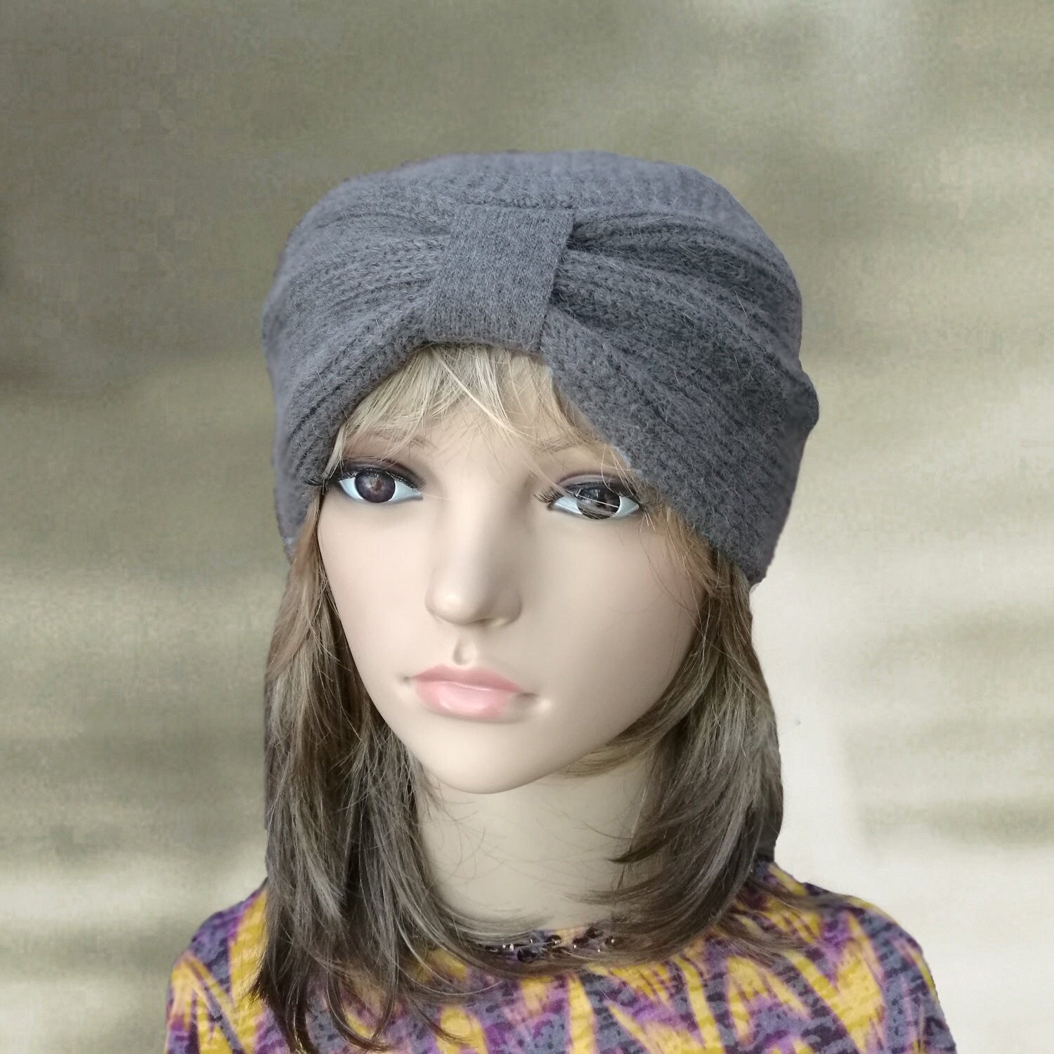 Gray Turban Hat Knit Turban Beanie Womens Knit Turban Knit - Etsy