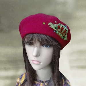 Wool Winter Beret, Felted Wool Beret, Winter Womens Hat, Winter Felt ...