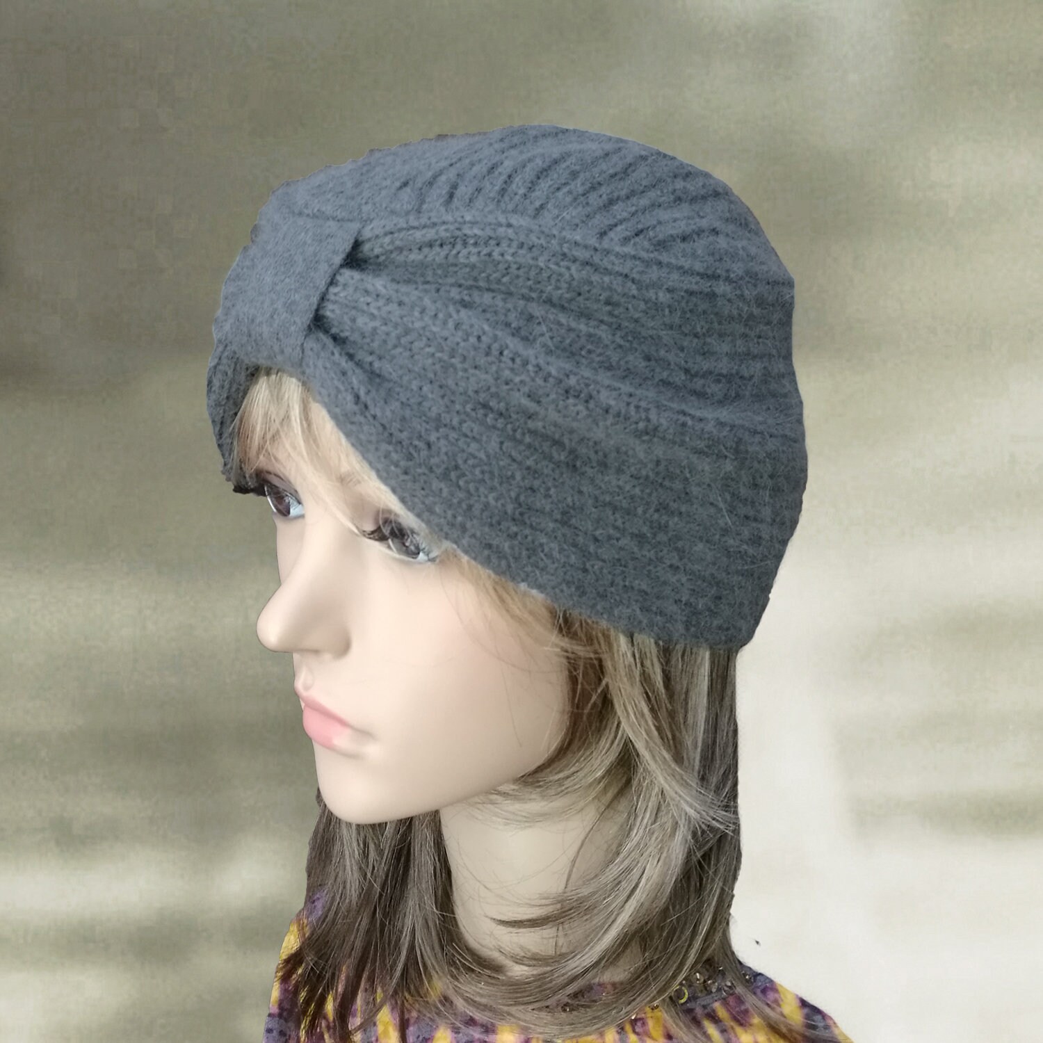 Black turban hat Knit wool turban Knitted wool hats Hat | Etsy