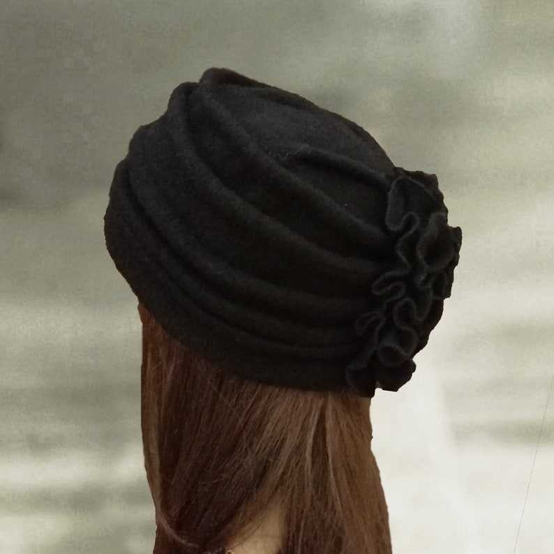 Felted Wool Beanie Black Wool Hat Boiled Wool Toque Wool - Etsy