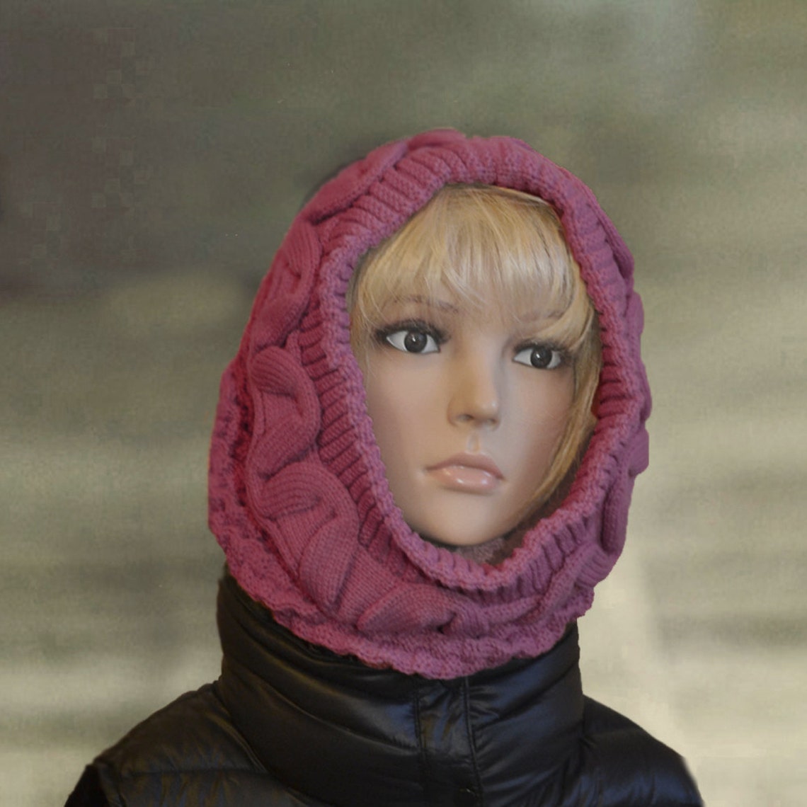 Wool Hooded Scarf Warm Cowl Scarf Knit Scoodie Cowl Winter - Etsy