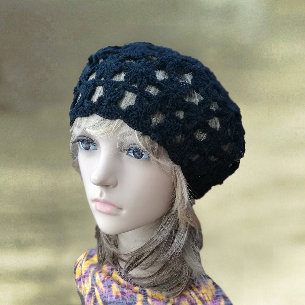 Knit Cotton Beret Knitted Summer Hat White Beret Cap Spring - Etsy