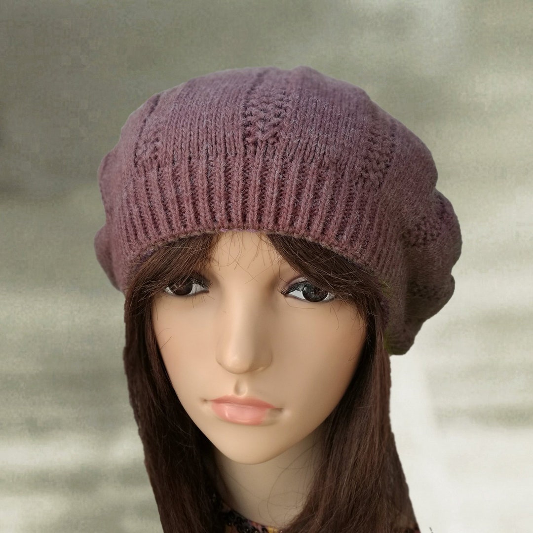 Winter Knit Beret, Ladies Knit Beret, Womens Winter Beret, Warm Wool ...