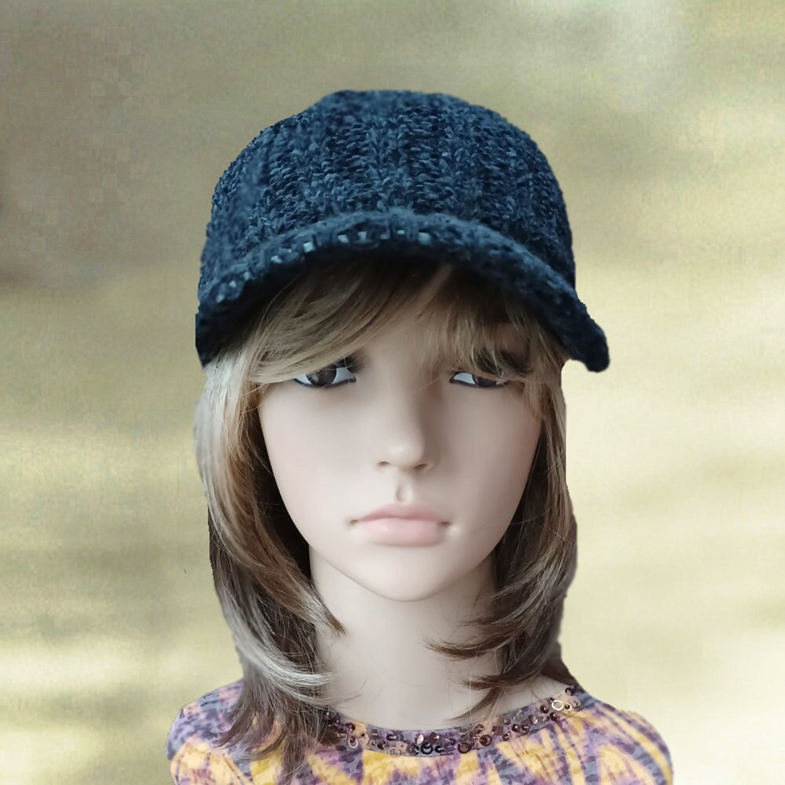 Winter Newsboy Cap Knitted Cap Visor Knit Wool Hats Visor - Etsy