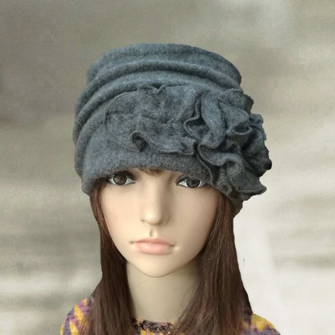 Womens Winter Hat, Boiled Wool Beanie, Felted Wool Cap, Embellished ...