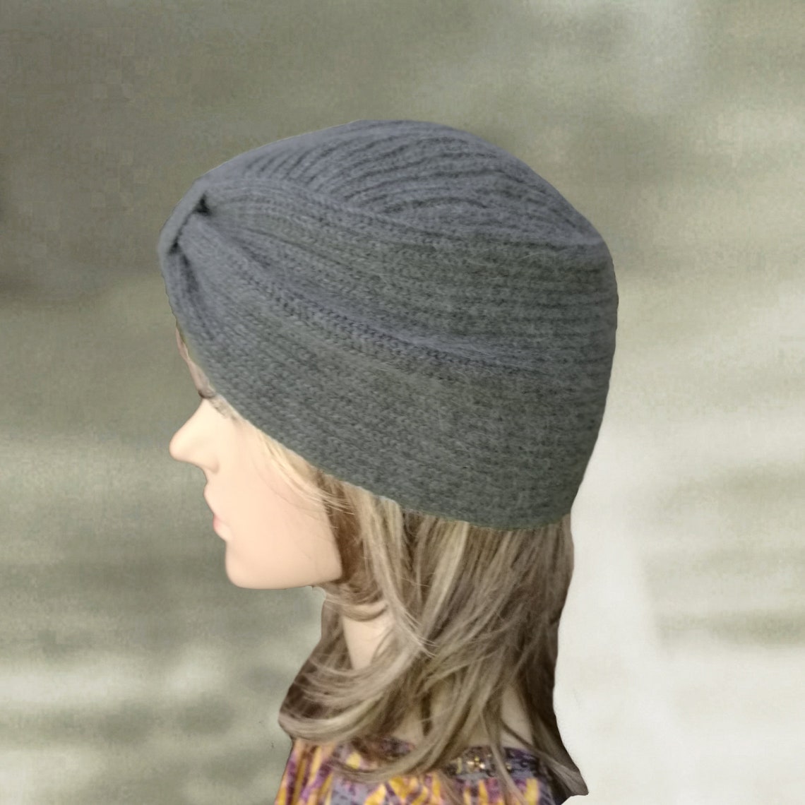 Gray Turban Hat Knit Turban Beanie Womens Knit Turban Knit - Etsy