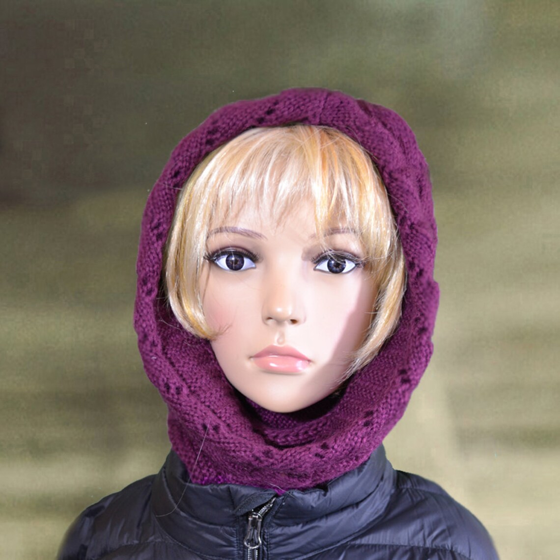 Hooded Cowl Scarf Scoodie Wool Knit Winter Warm Cowl Warm - Etsy