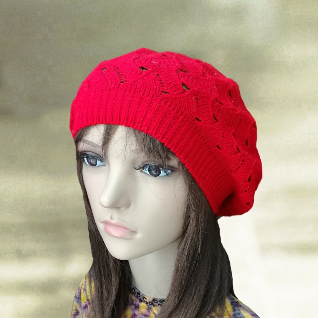 Knitted Cotton Summer Beret: Lightweight Slouchy Beanie - Etsy