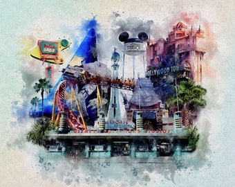 Walt Disney World Art Print on Canvas Stunning 16 X 20 Watercolor FREE ...