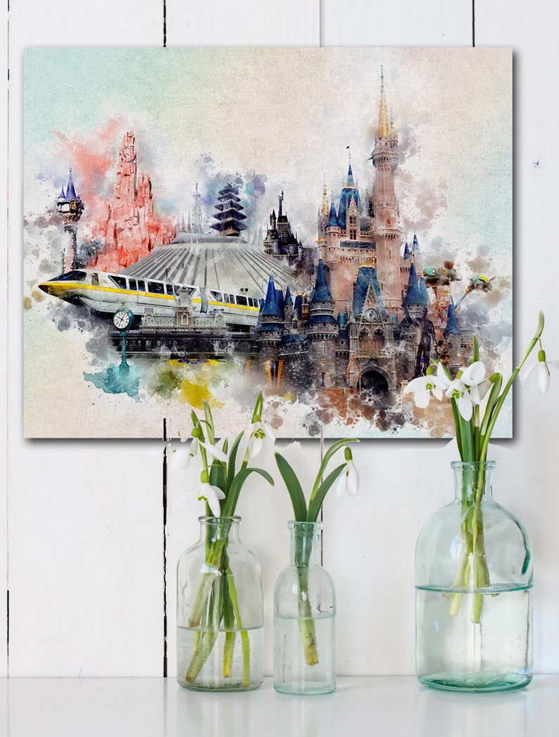 Magic Kingdom Art Print on Canvas Walt Disney World 16 x | Etsy