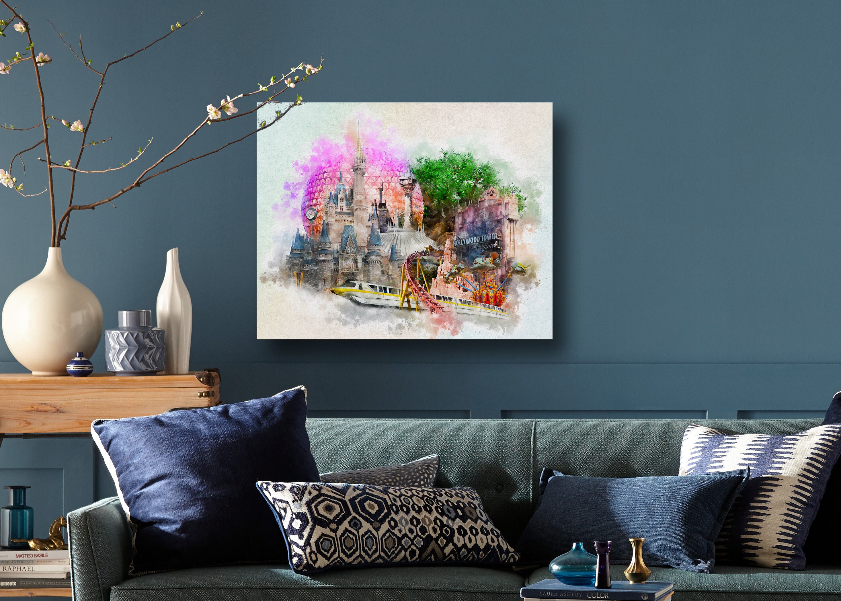 Walt Disney World Art Print on Canvas Stunning 16 X 20 Watercolor FREE ...