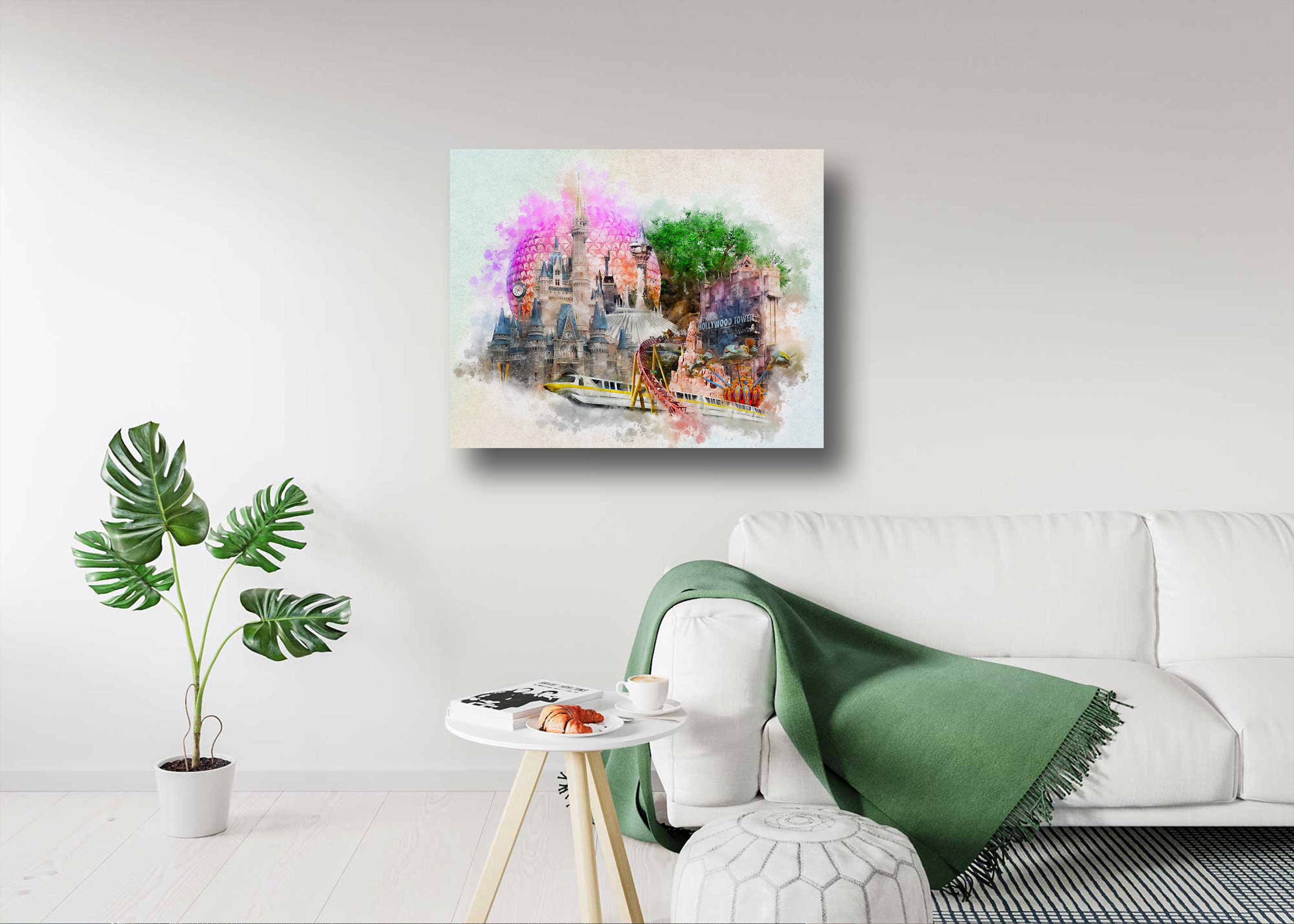 Walt Disney World Art Print on Canvas Stunning 16 X 20 Watercolor FREE ...