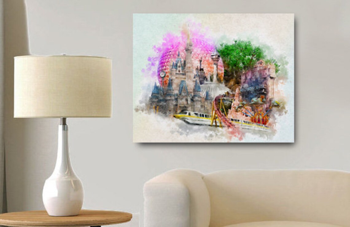 Walt Disney World Art Print on Canvas Stunning 16 X 20 | Etsy