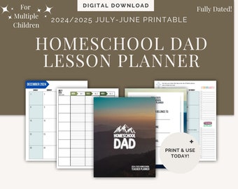 PRINTABLE Super Dad July - June Mountain Homeschool Planner 2024/2025 ...