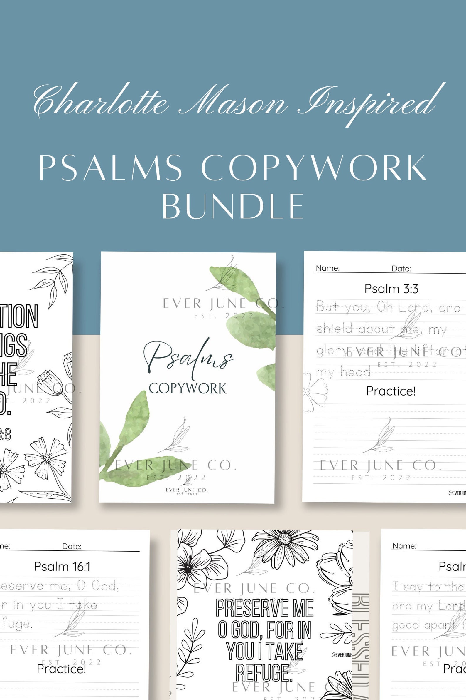 Psalms Bible Verse Copywork Bundle 1, 1st Grade, 2nd Grade, Homeschool ...