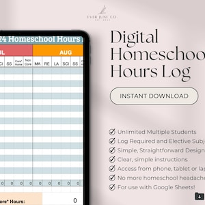 MISSOURI DIGITAL Homeschool Hours Log for Multiple Students, 2025/2026 ...