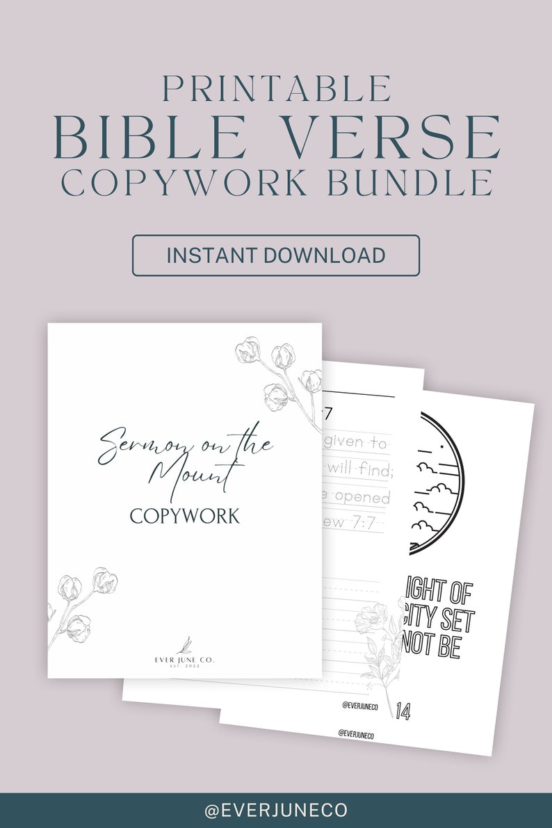 Sermon on the Mount Bible Verse Copywork, 1st Grade, 2nd Grade ...