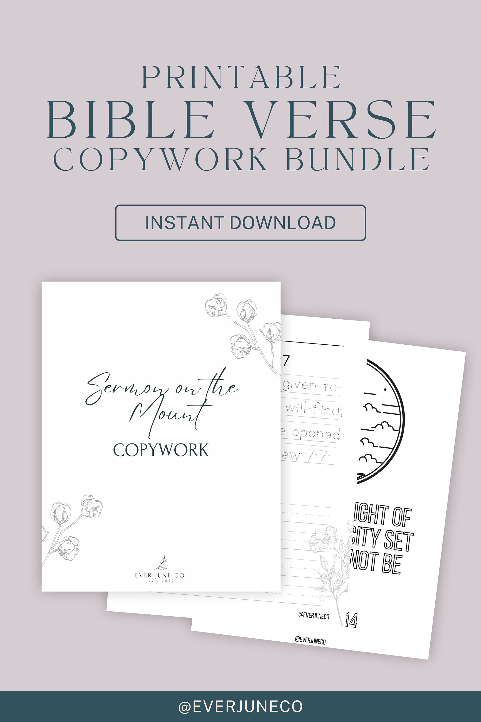 Sermon on the Mount Bible Verse Copywork, 1st Grade, 2nd Grade ...