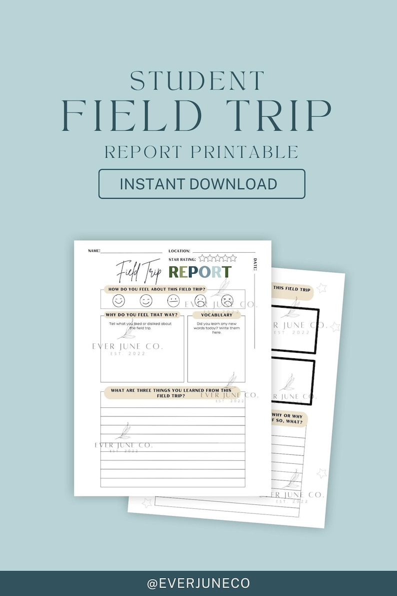 Field Trip Report Printable, Student Field Trip Log, Student ...