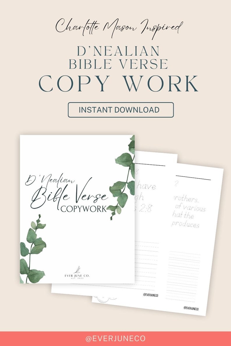 D'nealian Bible Verse Copywork, 1st Grade, 2nd Grade, CM Inspired ...