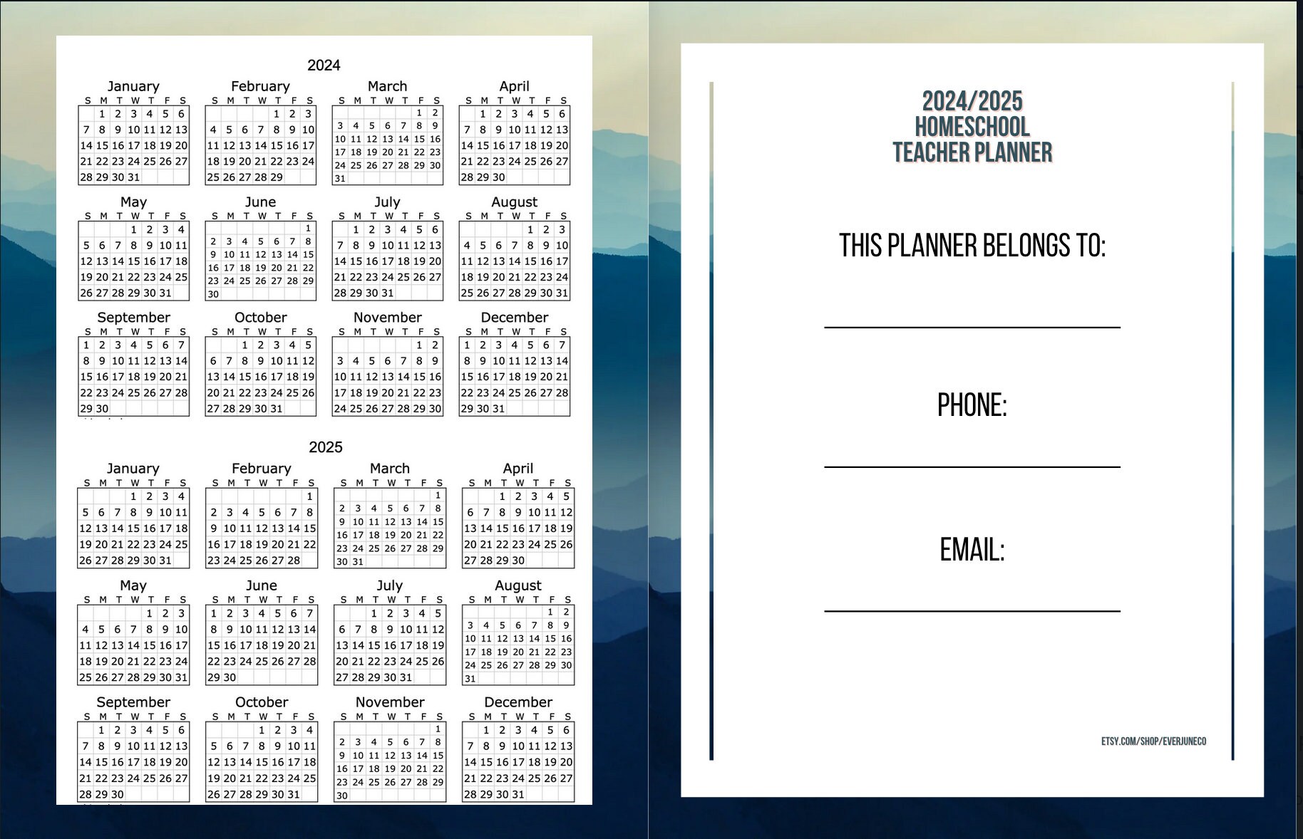 PRINTABLE Super Dad July - June Mountain Homeschool Planner 2024/2025 ...
