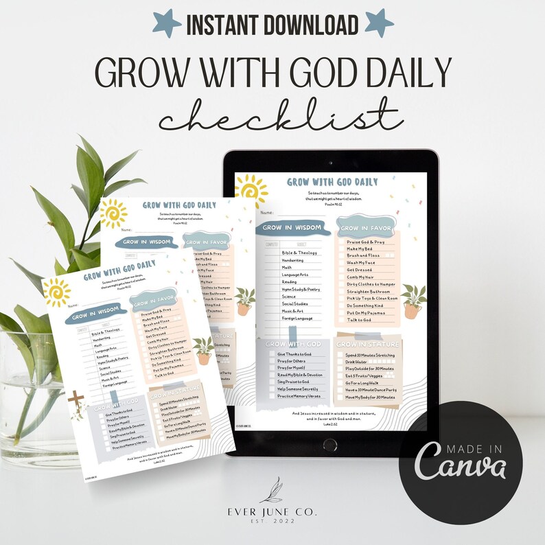 Kids Daily Homeschool Checklist Schedule Canva Template, Editable Chore ...
