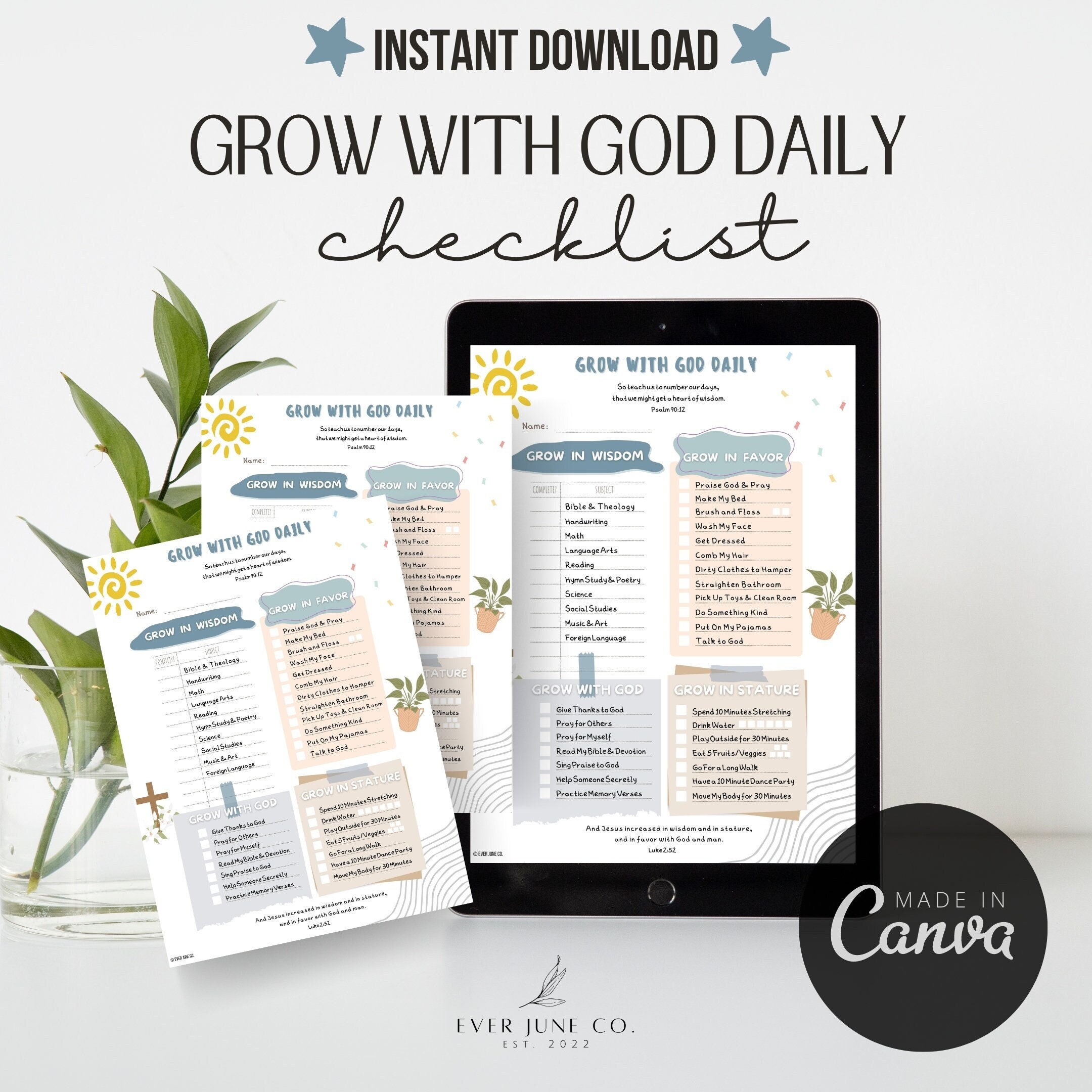 Kids Daily Homeschool Checklist Schedule Canva Template, Editable Chore ...