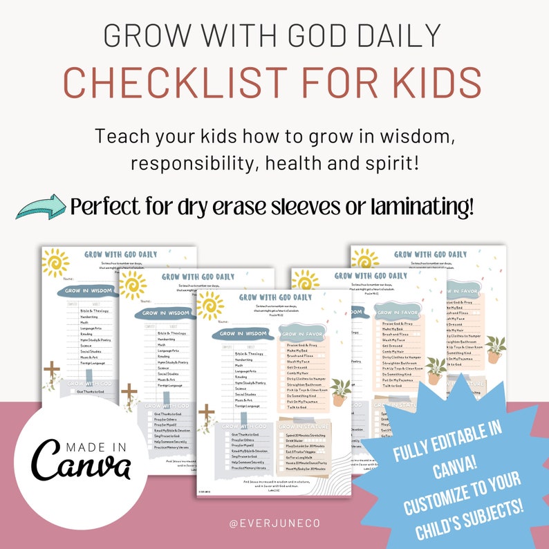 Kids Daily Homeschool Checklist Schedule Canva Template, Editable Chore ...