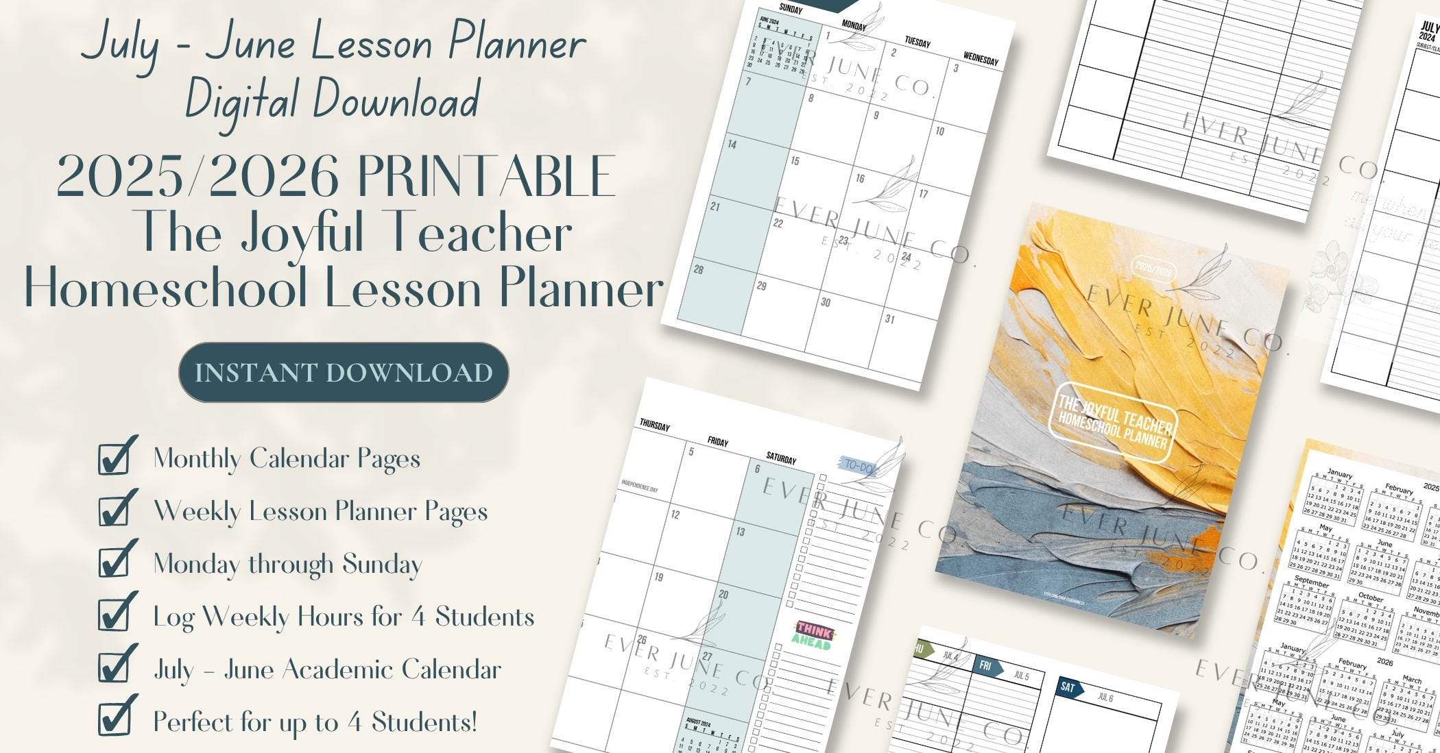 PRINTABLE Homeschool Lesson Planner 2025/2026 July - June With Weekly ...