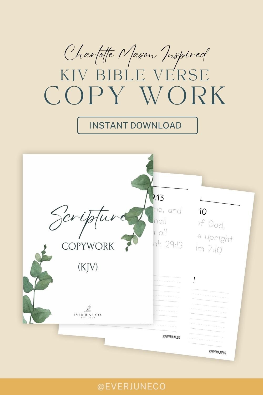 KJV Bible Verse Copywork, 1st Grade, 2nd Grade, King James, Charlotte ...