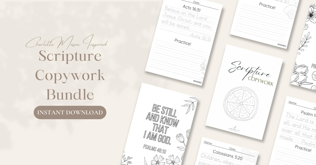 Bible Verse Copywork Bundle 1, 1st Grade, 2nd Grade, Homeschool ...