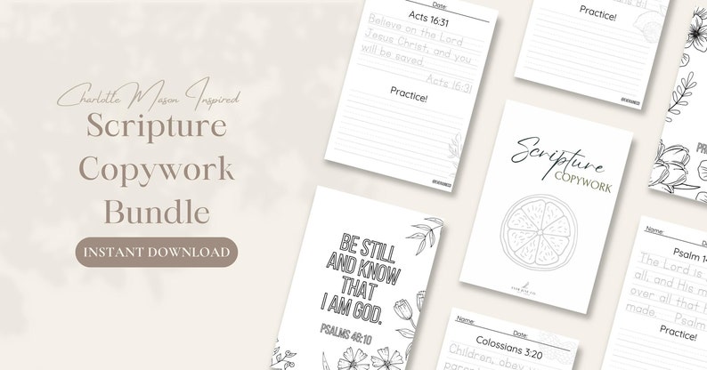 Bible Verse Copywork Bundle 1, 1st Grade, 2nd Grade, Homeschool ...