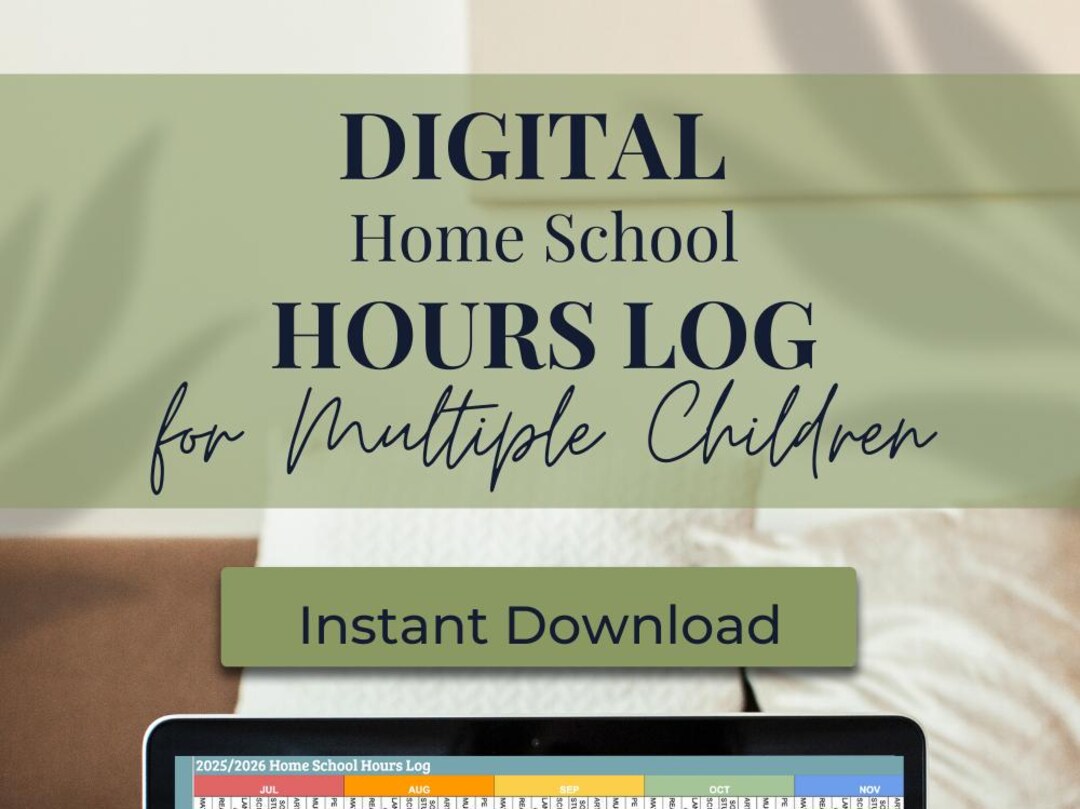 NEBRASKA 2025/2026 DIGITAL Homeschool Hours Log for Multiple Students ...