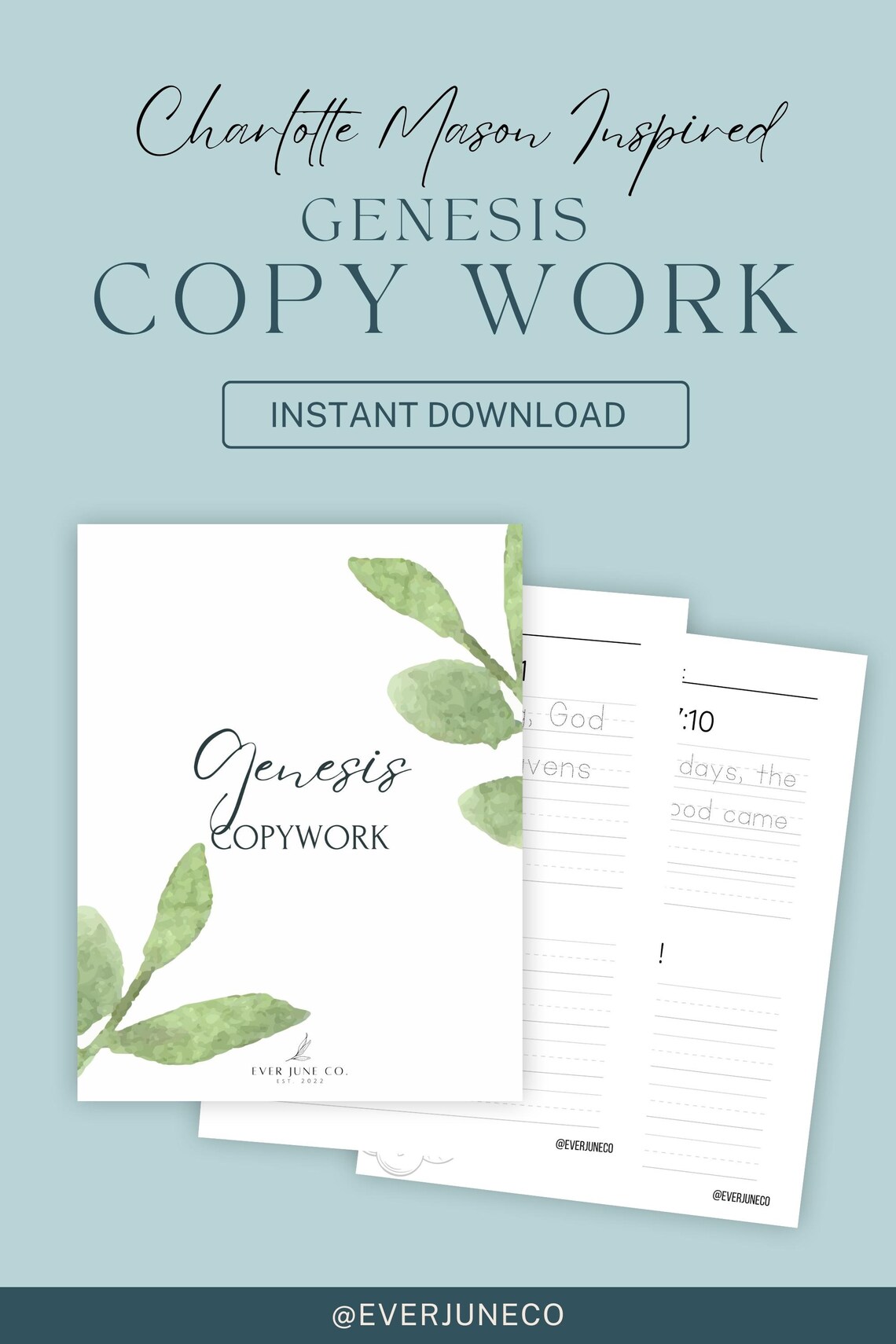 Genesis Bible Verse Copywork Bundle 1, 1st Grade, 2nd Grade, Homeschool ...