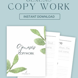 Genesis Bible Verse Copywork Bundle 1, 1st Grade, 2nd Grade, Homeschool ...