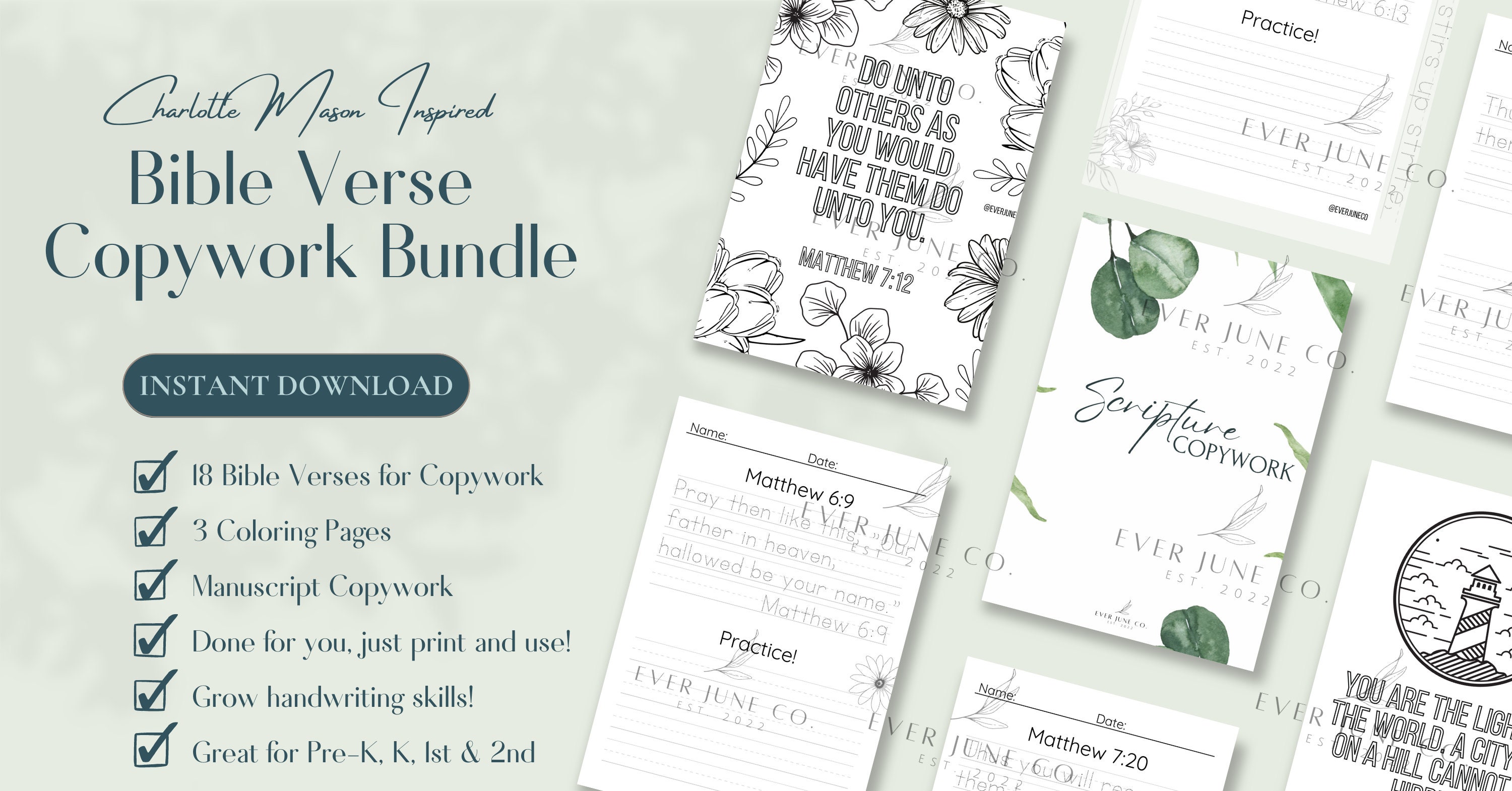 Sermon on the Mount Bible Verse Copywork 1st Grade 2nd - Etsy