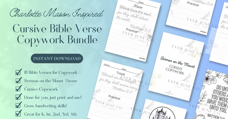 Cursive Bible Verse Copywork, 1st Grade, 2nd Grade, 3rd Grade, 4th ...