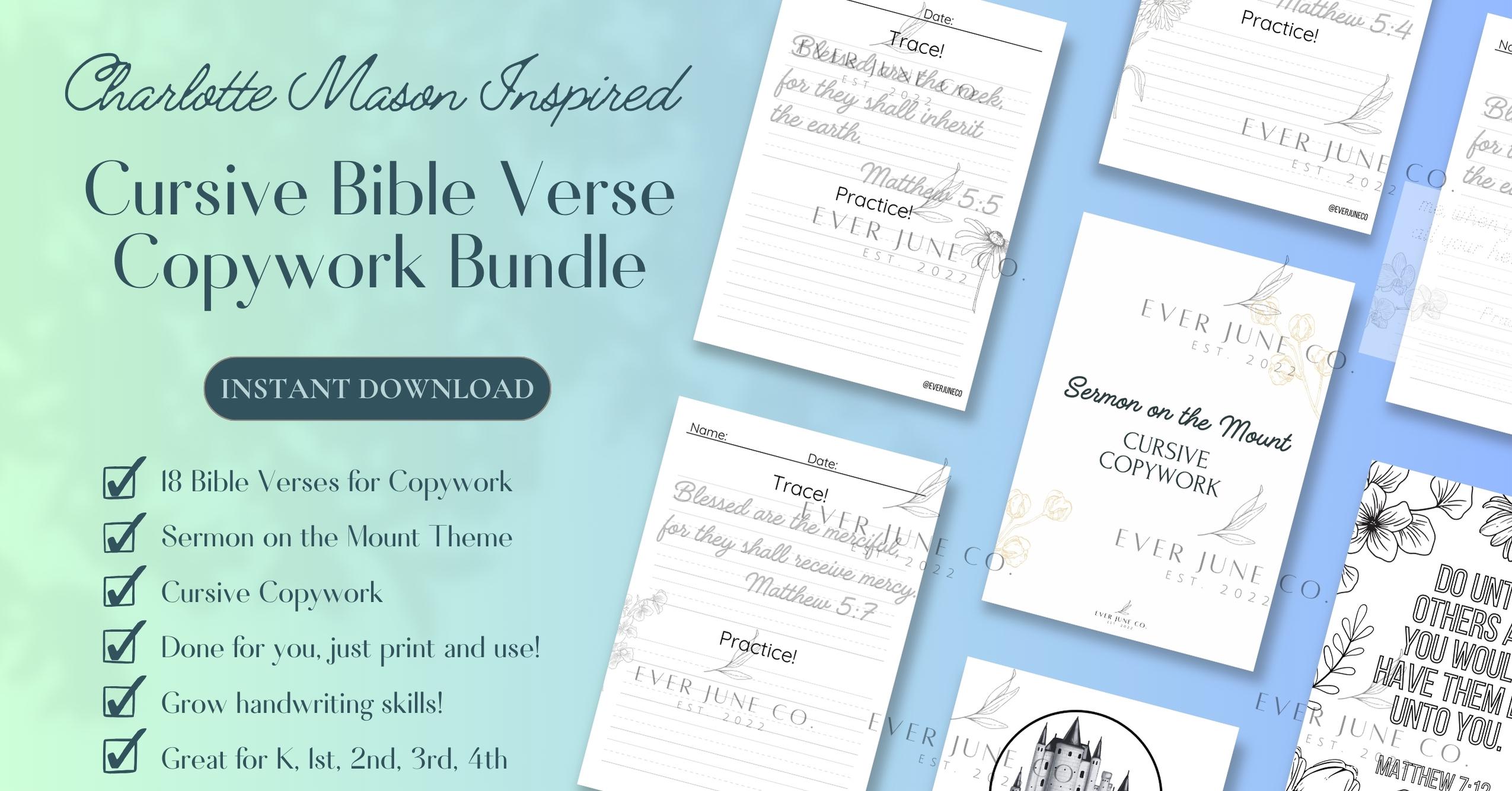 Cursive Bible Verse Copywork, 1st Grade, 2nd Grade, 3rd Grade, 4th ...