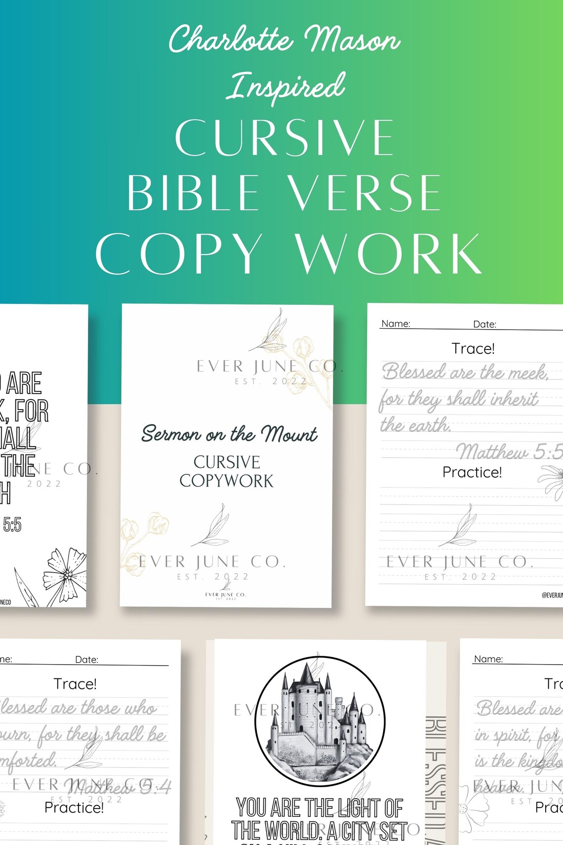 Cursive Bible Verse Copywork, 1st Grade, 2nd Grade, 3rd Grade, 4th ...