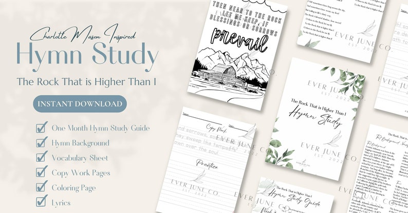 The Rock That is Higher Than I Hymn Study, Homeschool Hymn Study, Copy ...