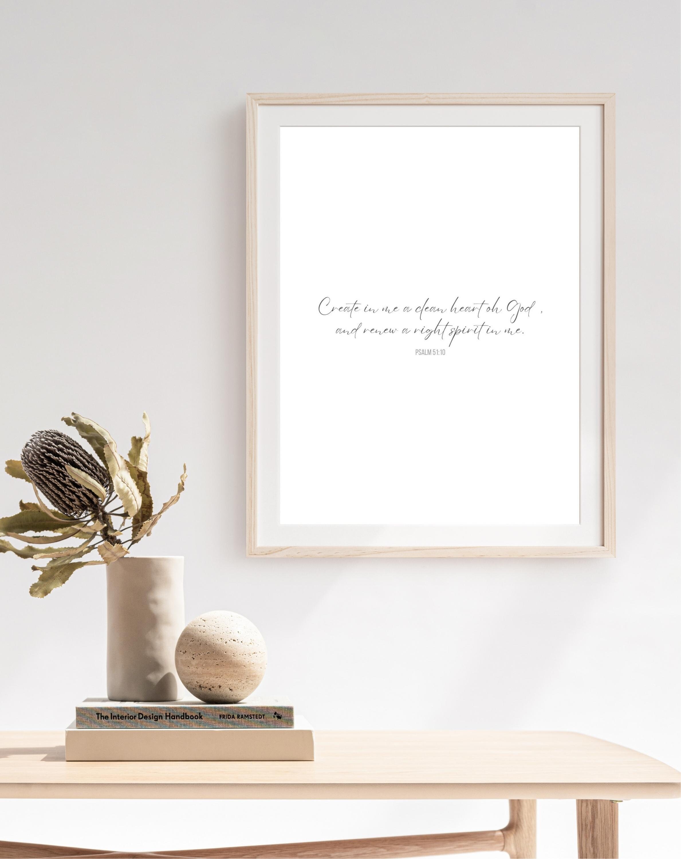 Psalm 51:10, Bible Verse Art, Modern Minimalist Bible Quote, Bible ...