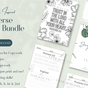 Bible Verse Copywork Bundle 2, 1st Grade, 2nd Grade, Homeschool ...