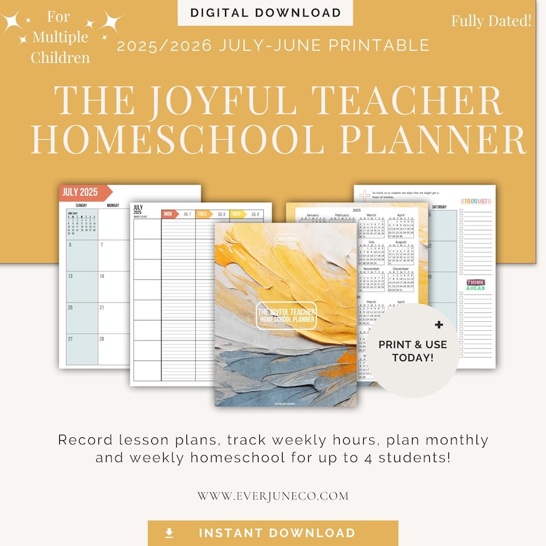 PRINTABLE Homeschool Lesson Planner 2025/2026 July - June With Weekly ...