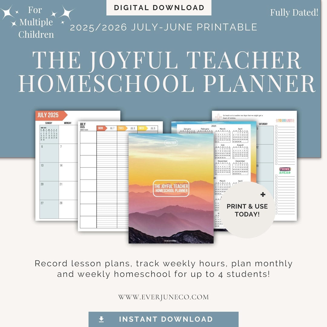 PRINTABLE Homeschool Lesson Planner 2025/2026 July - June With Weekly ...