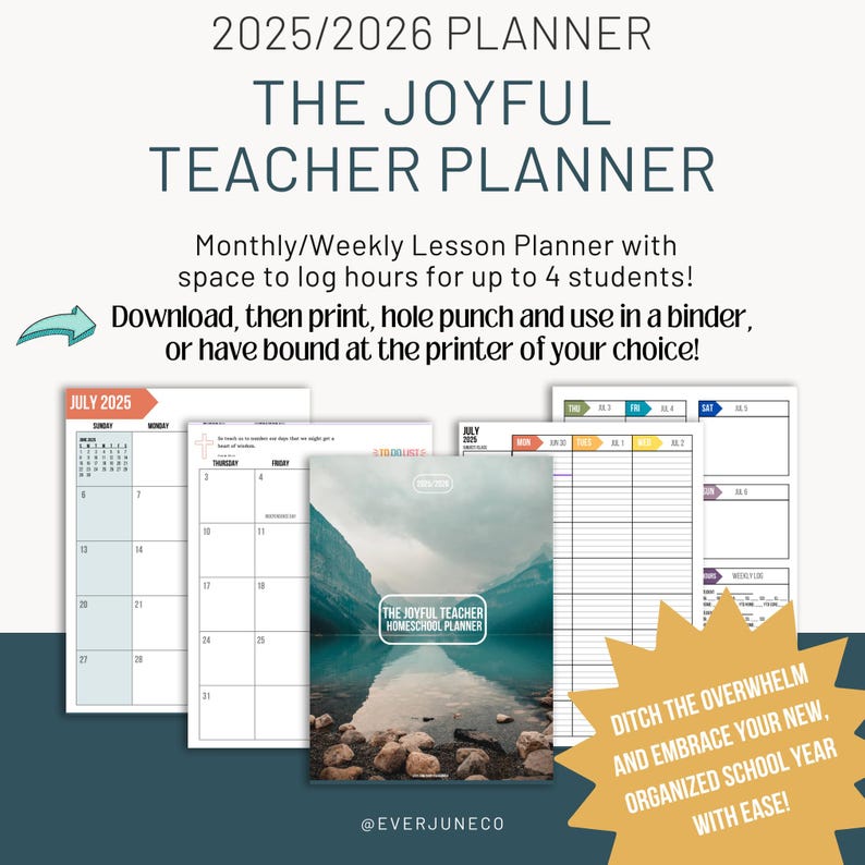 PRINTABLE Homeschool Lesson Planner 2025/2026 July - June With Weekly ...