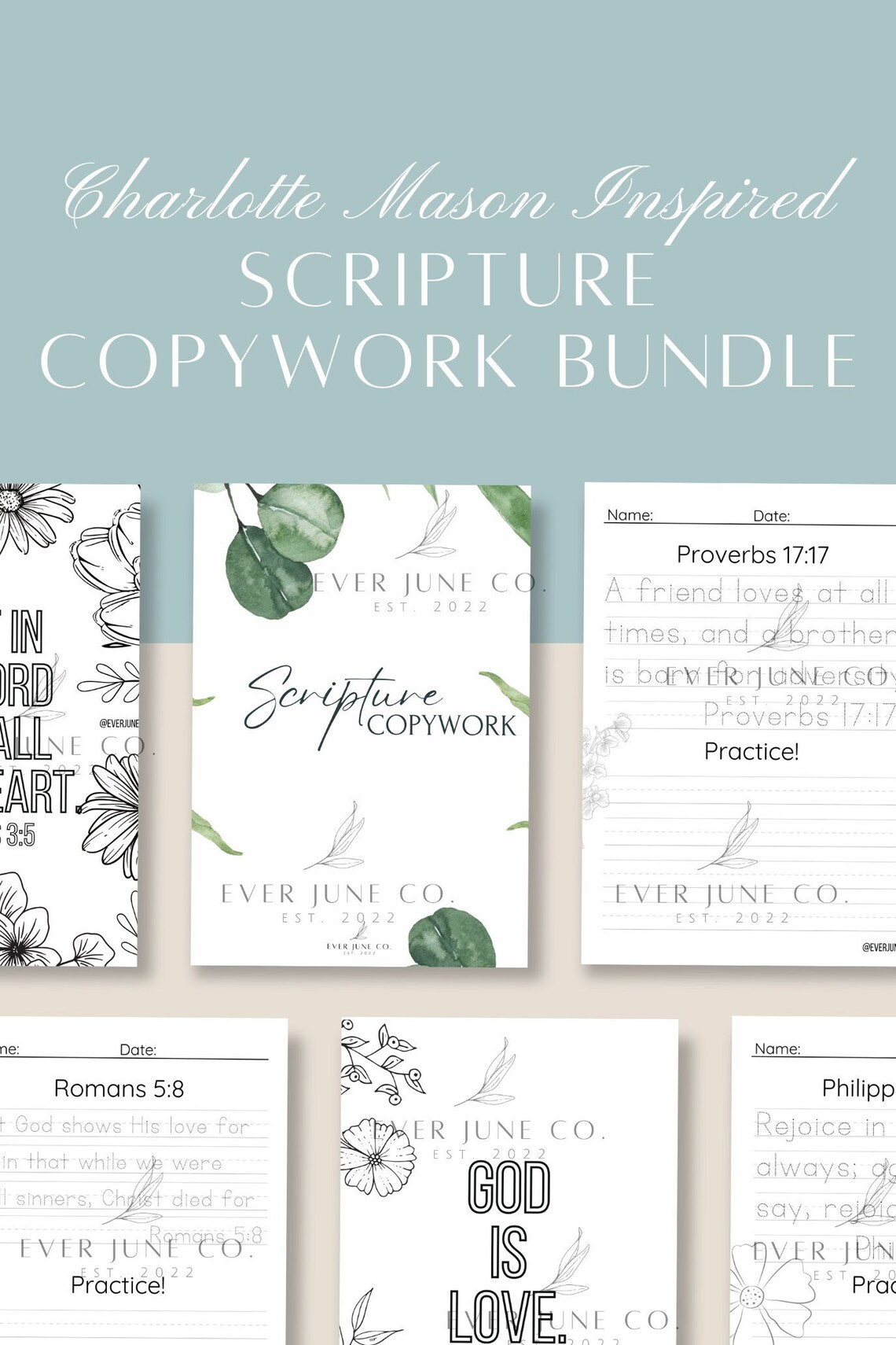 Bible Verse Copywork Bundle 2, 1st Grade, 2nd Grade, Homeschool ...