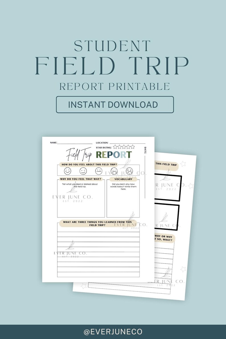 Field Trip Report Printable, Homeschool Field Trip Log, Homeschool ...