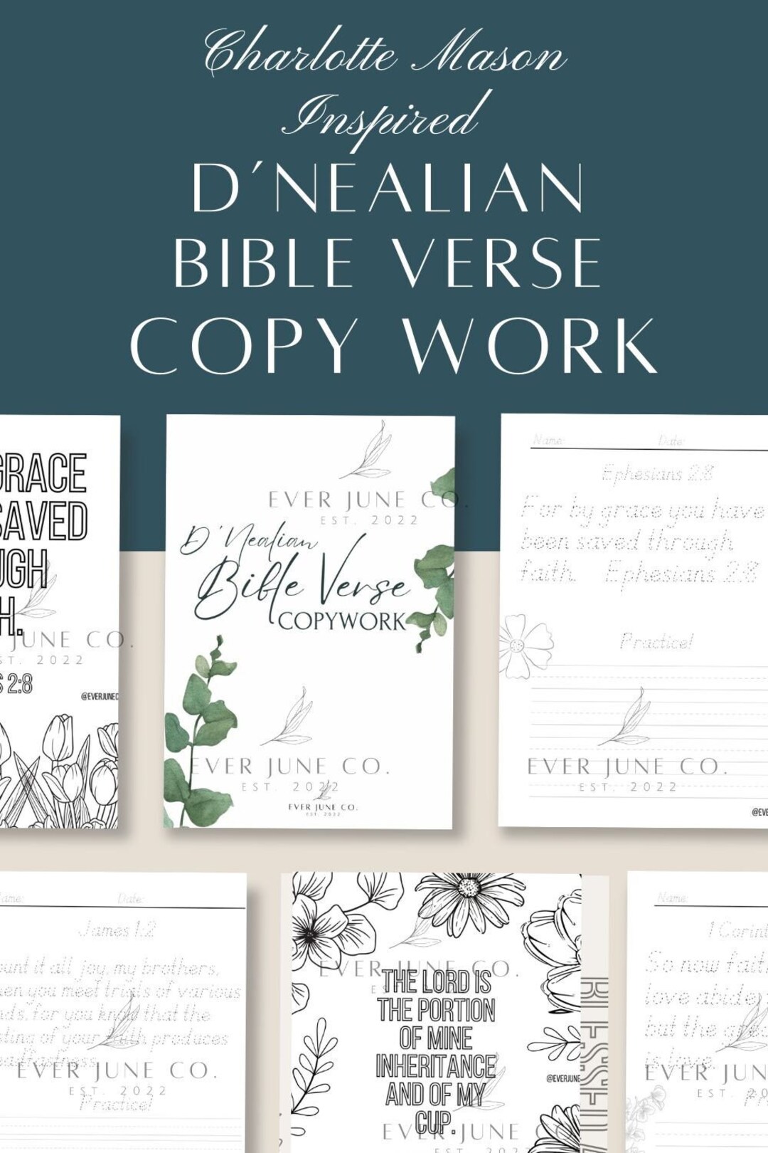 D'nealian Bible Verse Copywork, 1st Grade, 2nd Grade, CM Inspired ...