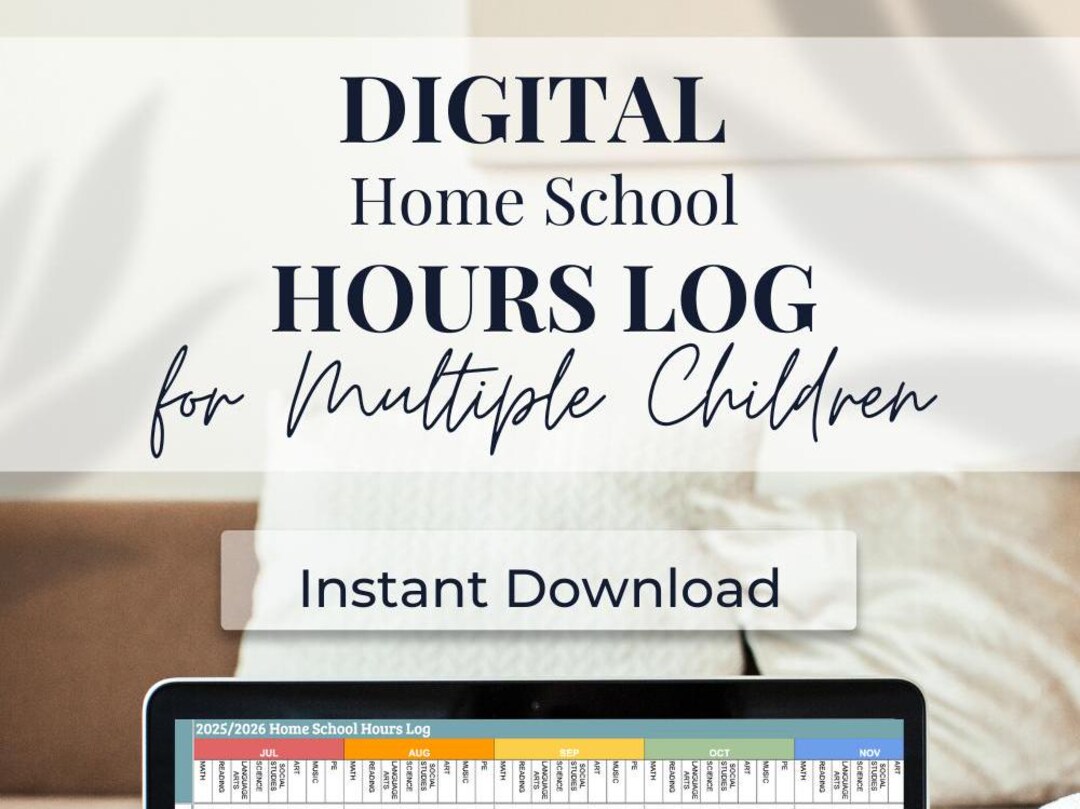 OKLAHOMA 2025/2026 DIGITAL Homeschool Hours Log for Multiple Students ...