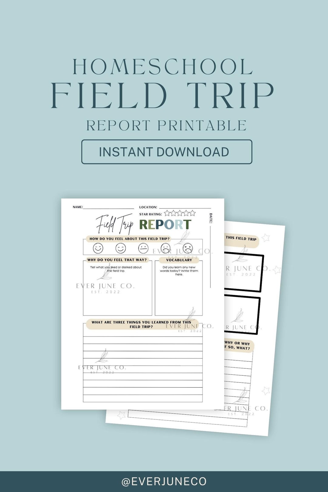 Field Trip Report Printable, Homeschool Field Trip Log, Homeschool ...
